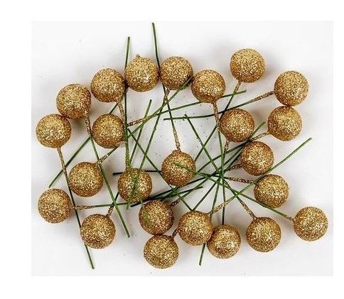 Owoce ostrzokerzewu 12cm złote brokat | Multiszop.pl