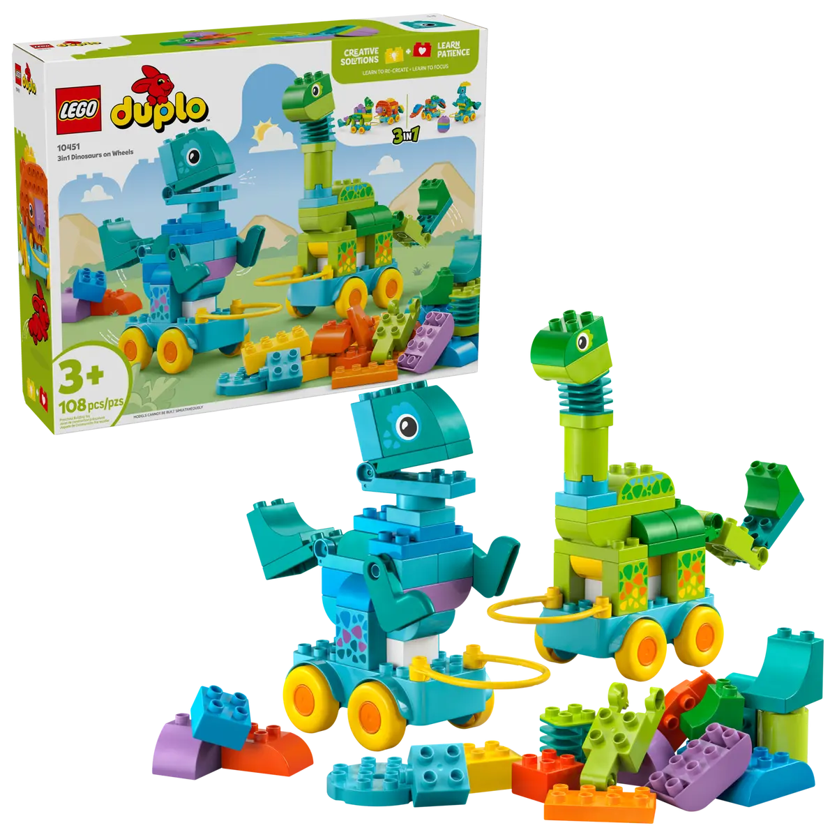 LEGO(R) DUPLO 10451 3w1 Dinozaury na kółkach | Multiszop.pl